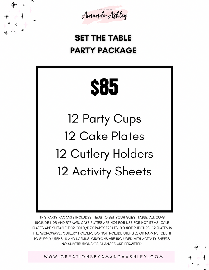 Party Packages – Creations By Amanda Ashley